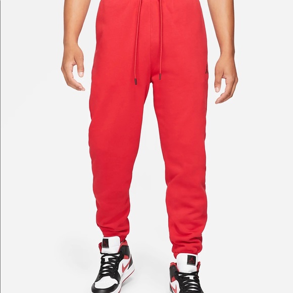 Jordan | Pants | Air Jordan Essential Mens Red Black Fleece Pants ...